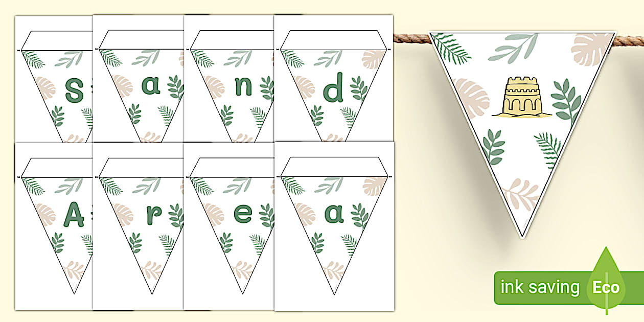 Botanical-Themed Sand Area Display Bunting - EYFS - Twinkl
