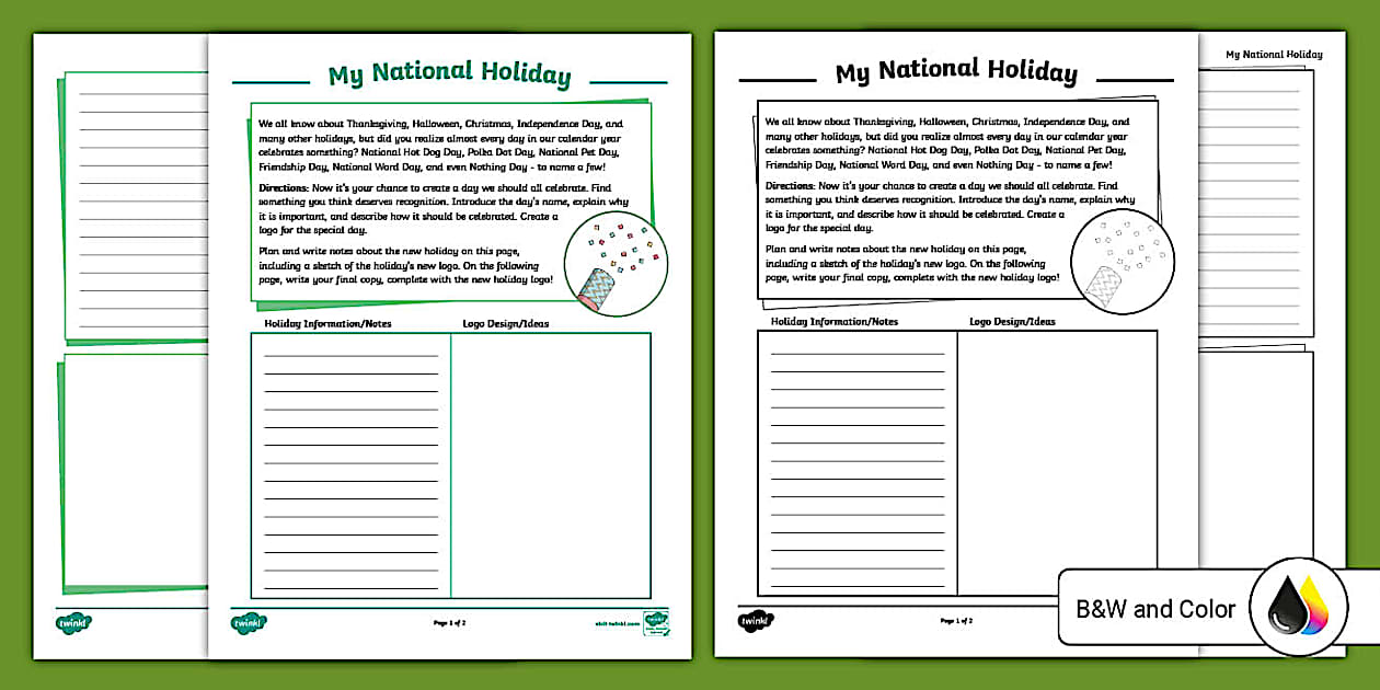My National Day Writing Worksheet for 6th-8th Grade - Twinkl