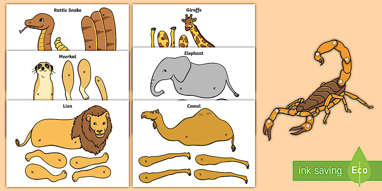 Split Pin African Animals Activity (teacher made) - Twinkl