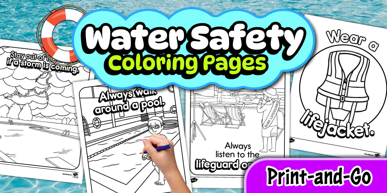 Water Safety Coloring Pages (teacher made) - Twinkl