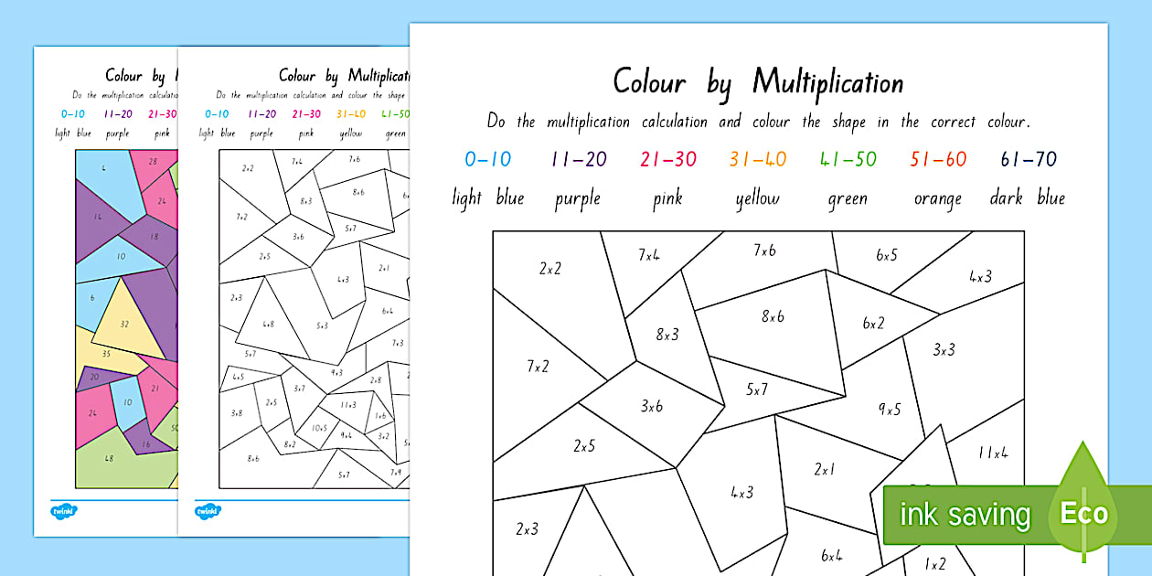 Colour by Multiplication Worksheet / Worksheet - Twinkl