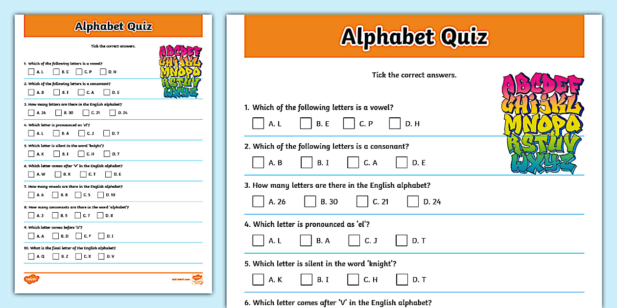 General Knowledge Alphabet Quiz - Twinkl