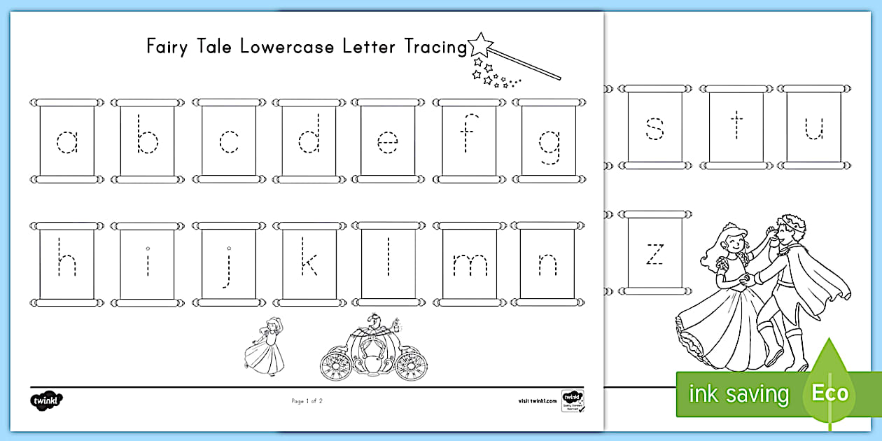 Fairy Tale Lower Case Letter Tracing Worksheet / Worksheet