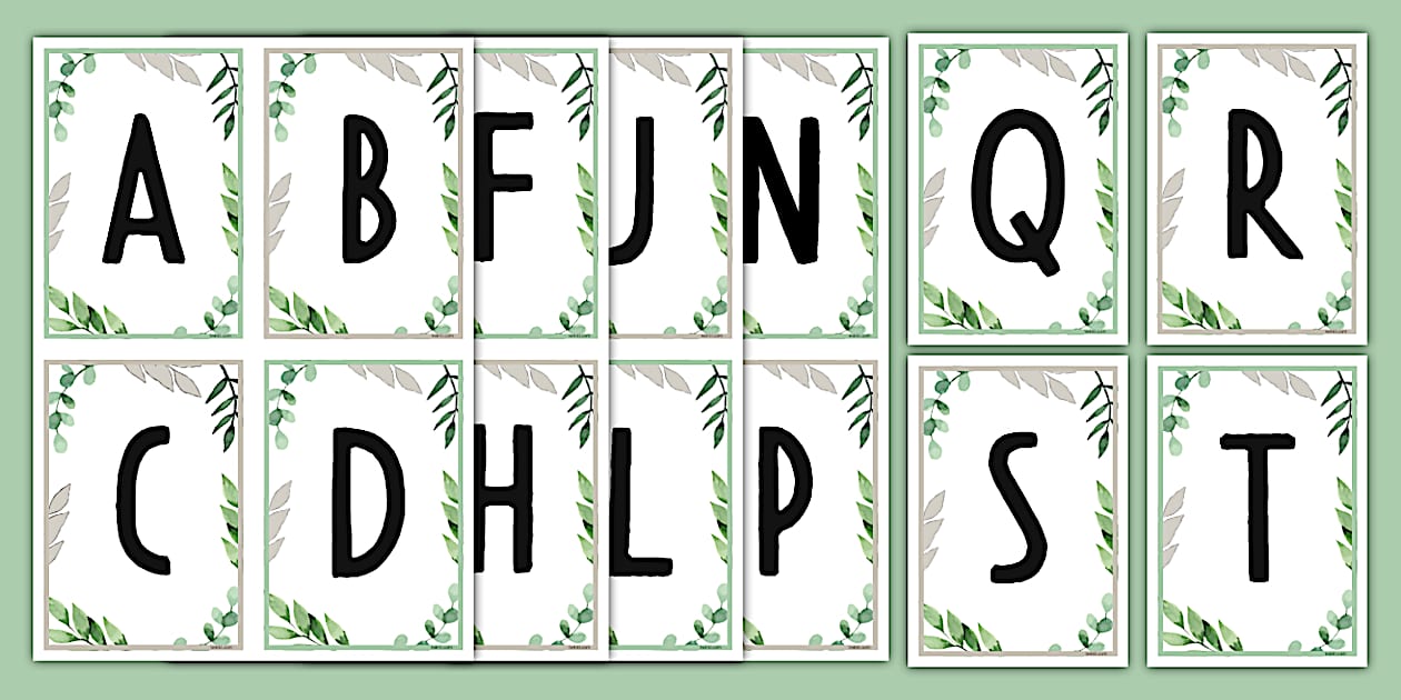 Botanical Upper Case Alphabet Flashcards - Twinkl - KS1
