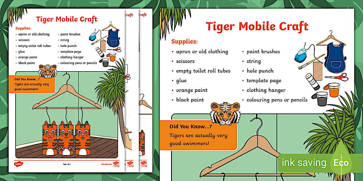 Tiger Mobile Craft (teacher made) - Twinkl
