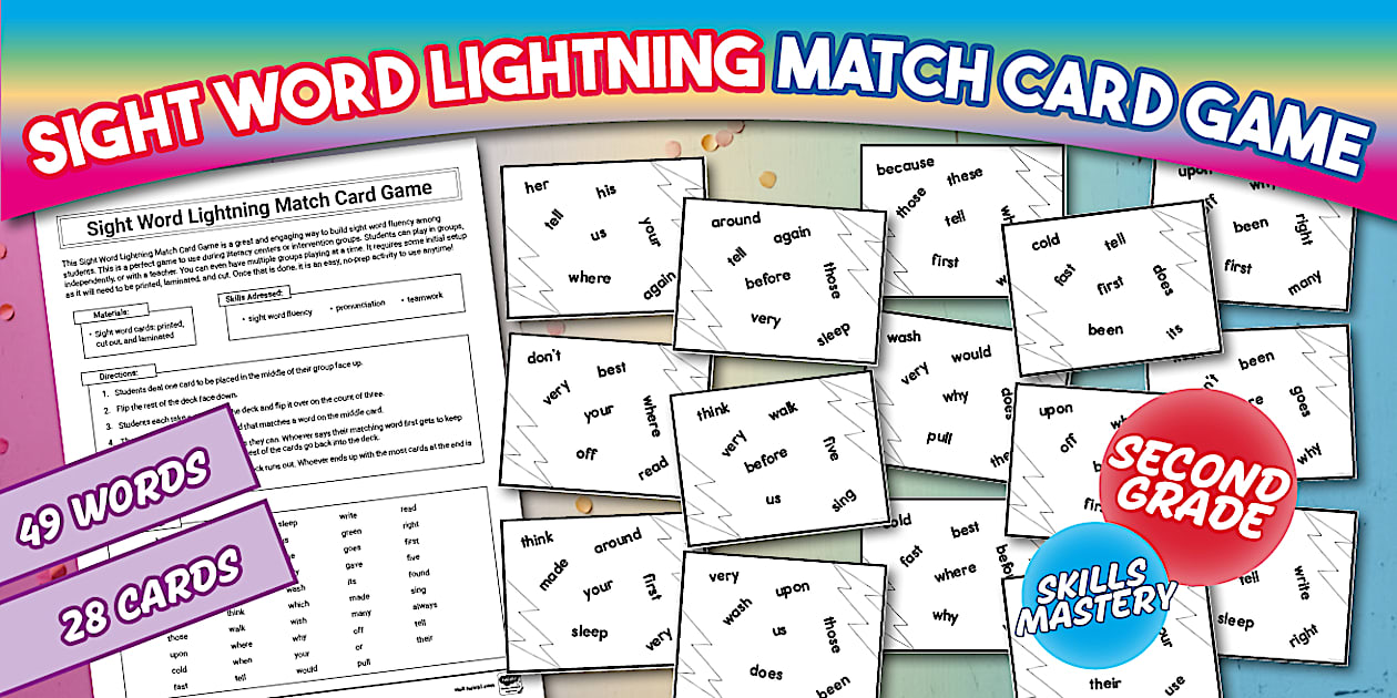 Second Grade Sight Word Lightning Match Card Game - Twinkl