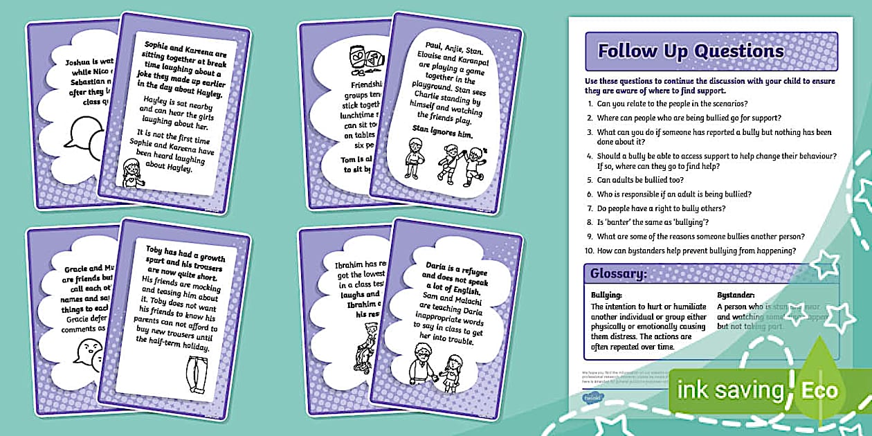 Anti-Bullying Scenario Cards (teacher made) - Twinkl