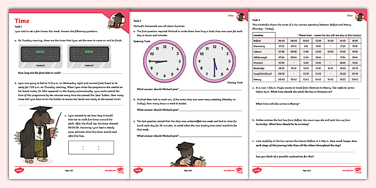 Time Activity Sheets | Measurement KS2 | SEAG (teacher made)