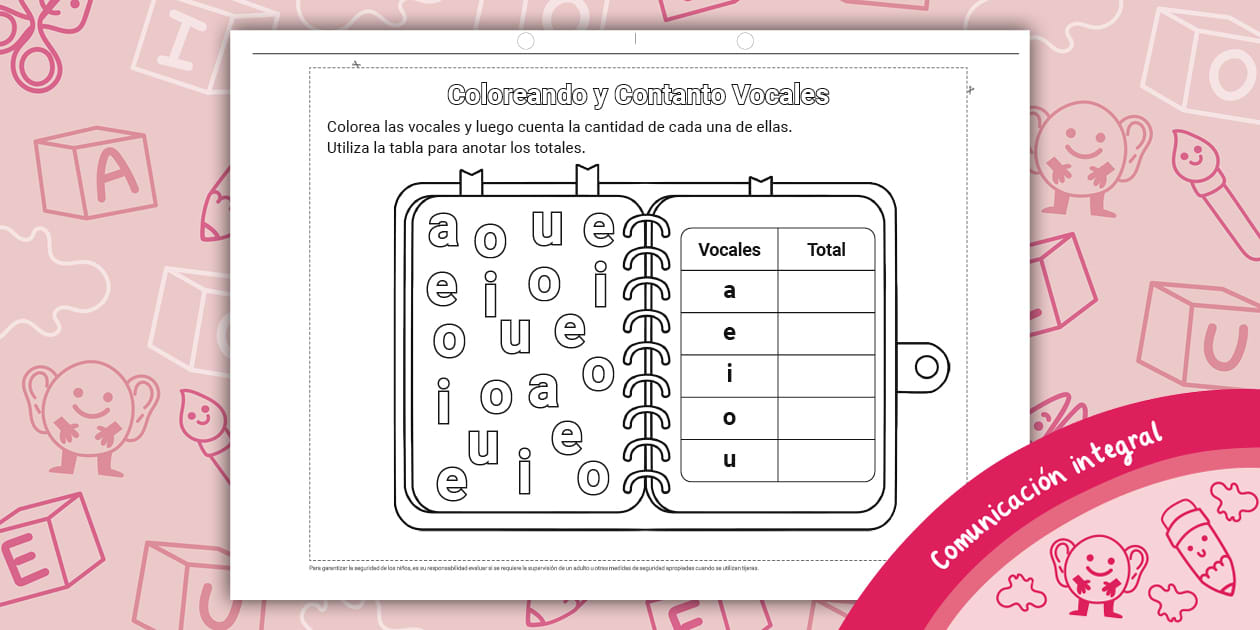 Vocales | Hoja de Trabajo | Imprimibles | Contar y Pintar