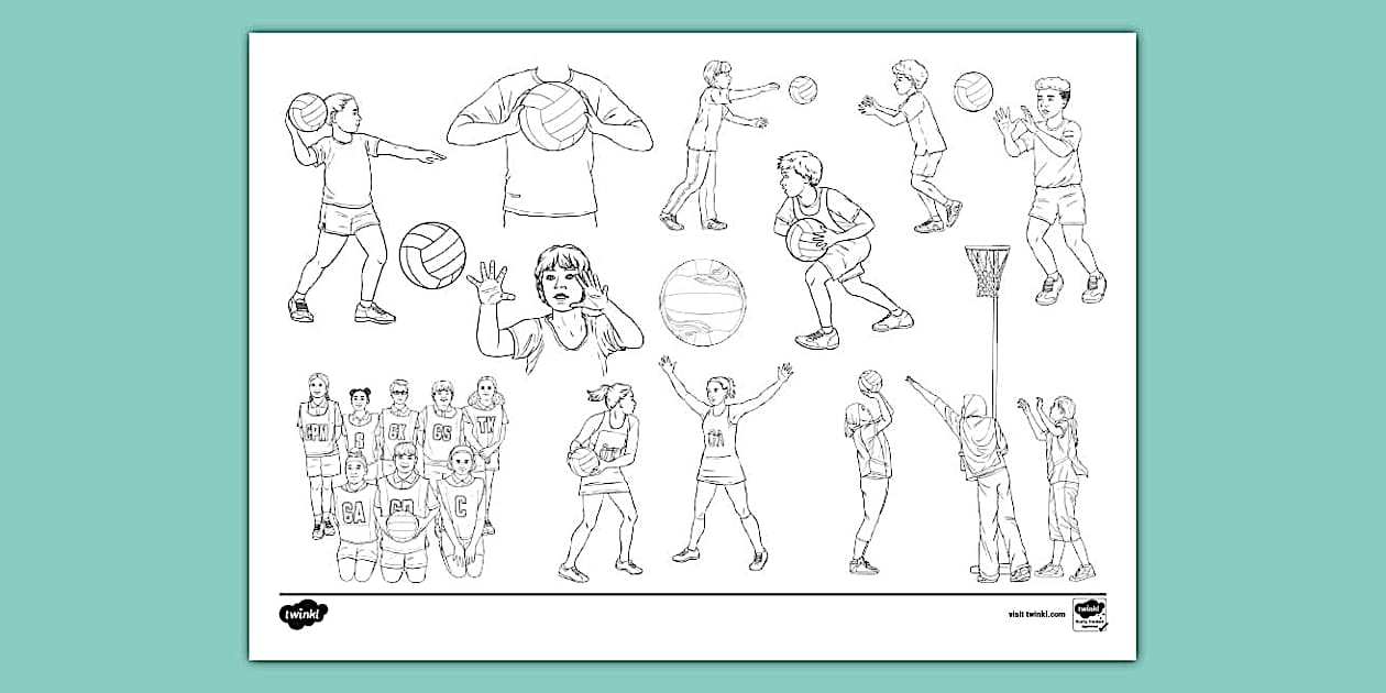 Netball Doodle Colouring Page (teacher made) - Twinkl