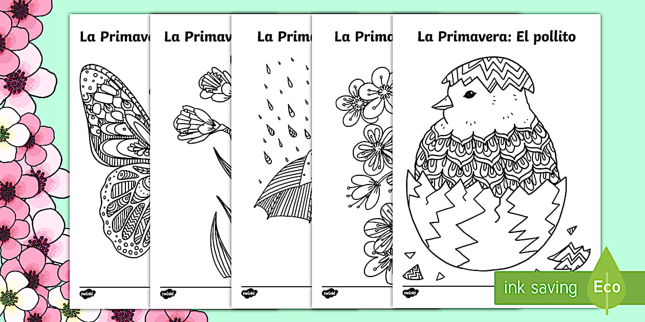 Spring Mindfulness Colouring Pages Spanish