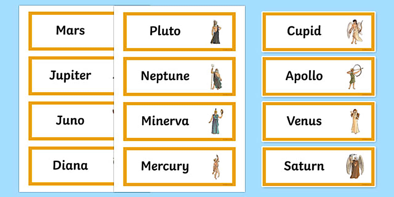 Roman Gods Topic Word Cards (Hecho por educadores) - Twinkl