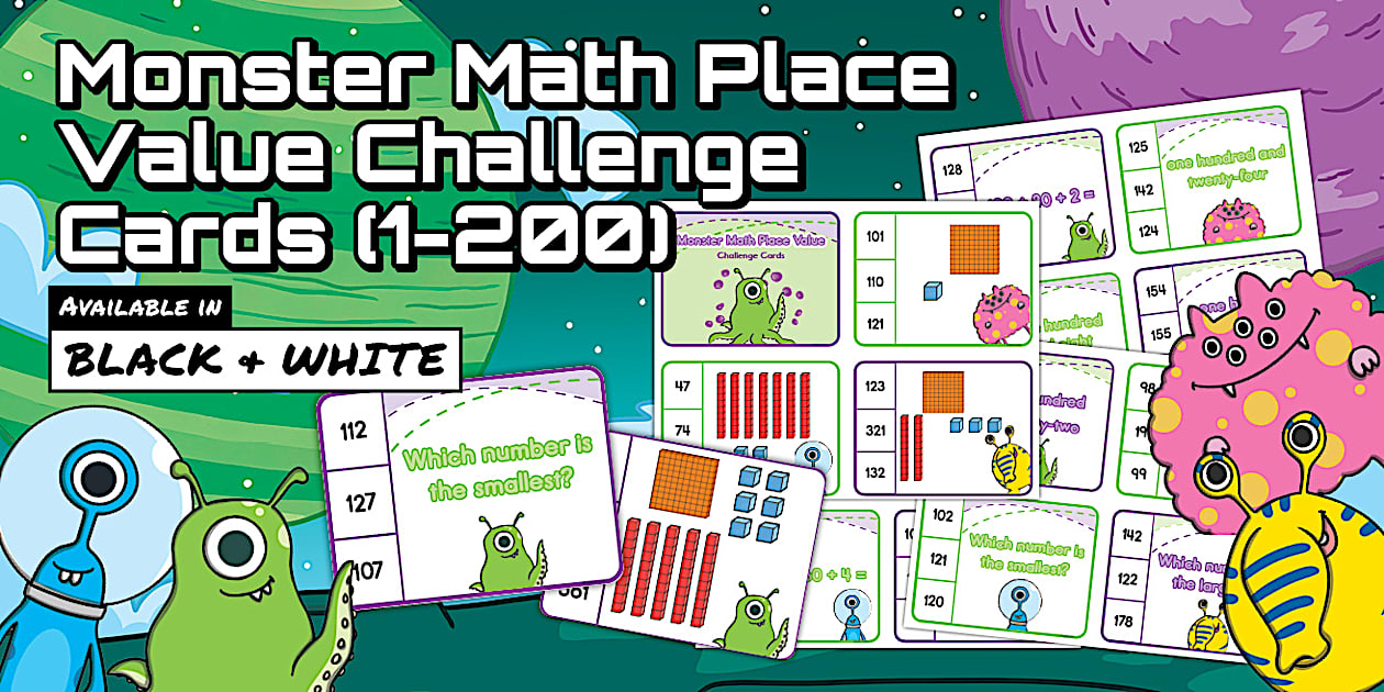 Monster Math Place Value Challenge Cards (1-200)