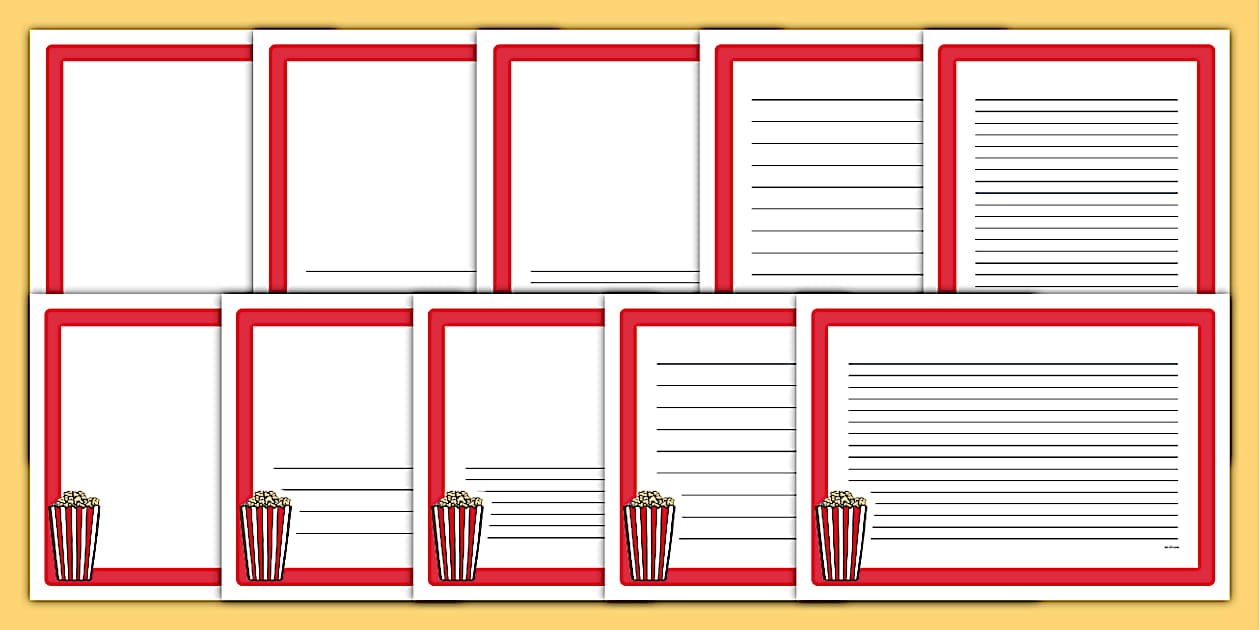 Editable Simple Blank Popcorn Page Border (teacher made)
