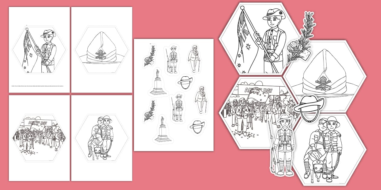Anzac Day Hexagon Display Colouring Activity (teacher made)