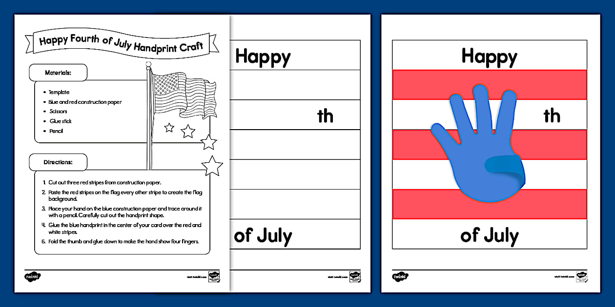 Happy Fourth of July Handprint Craft for K-2nd Grade