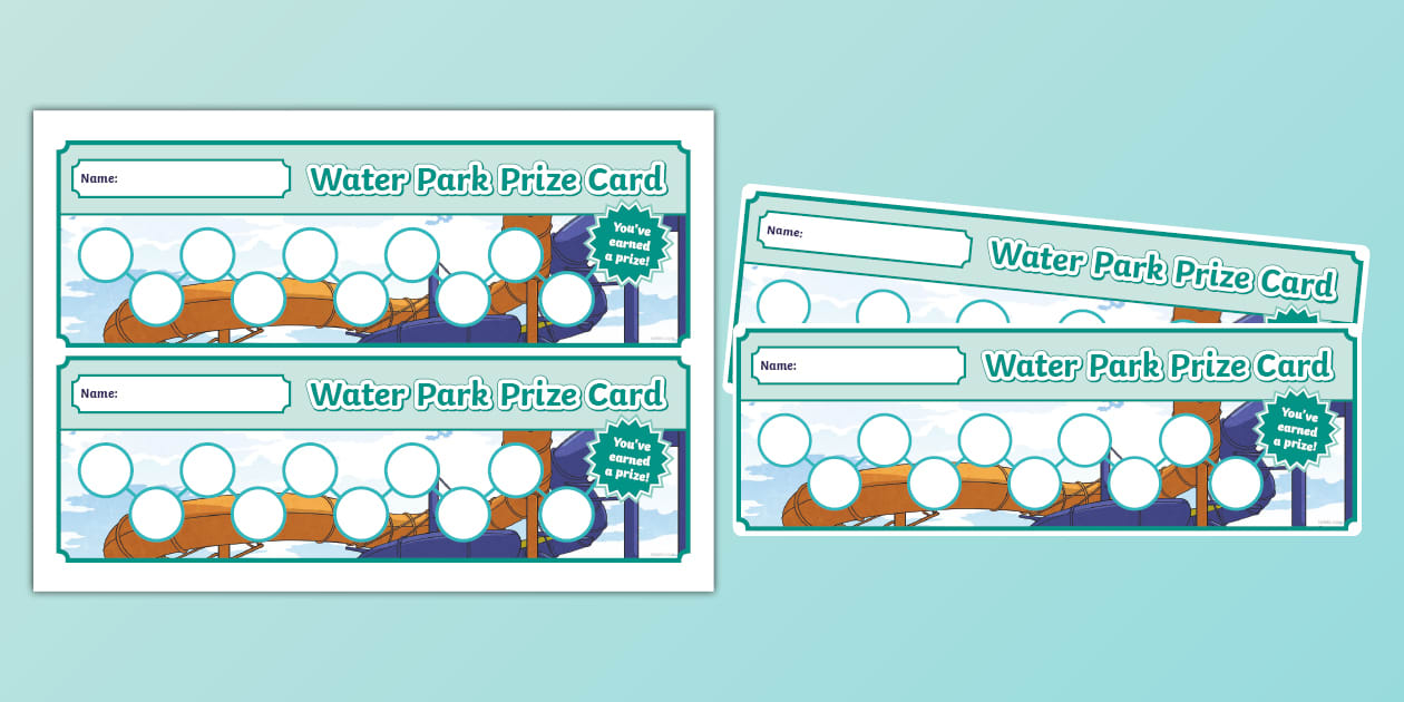 Water Park Themed Prize Reward Cards (Teacher-Made) - Twinkl