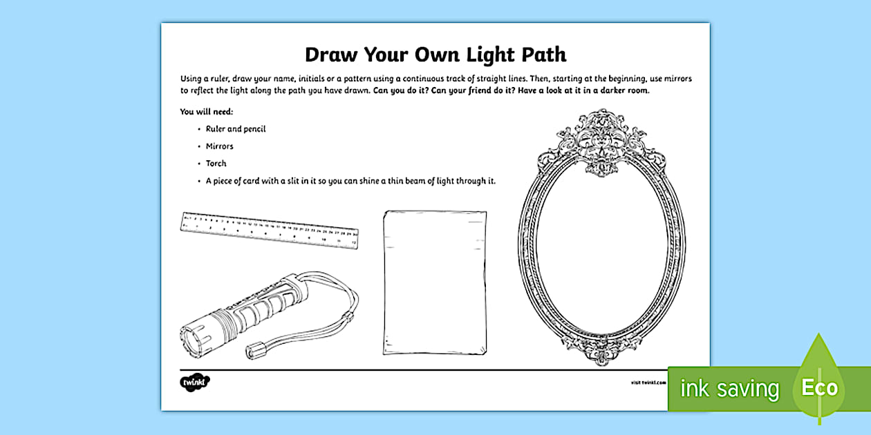 Y6 Draw Your Own Light Path Worksheet - Twinkl