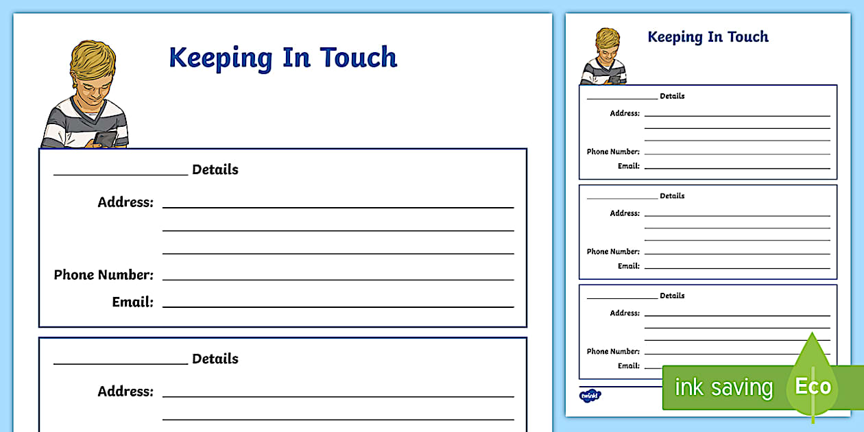 Keeping in Touch Template (teacher made) - Twinkl