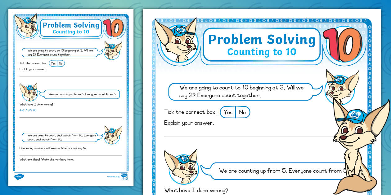 Grade R Problem Solving - Counting to 10 Sheet 2 - Twinkl