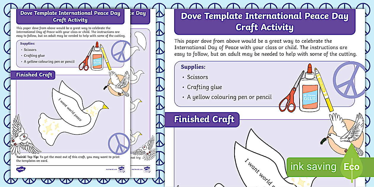 Dove Template for Peace Craft | International Day of Peace