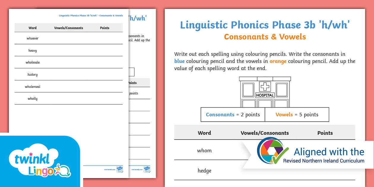 Linguistic Phonics Phase 3b 'h/wh' - Consonants & Vowels