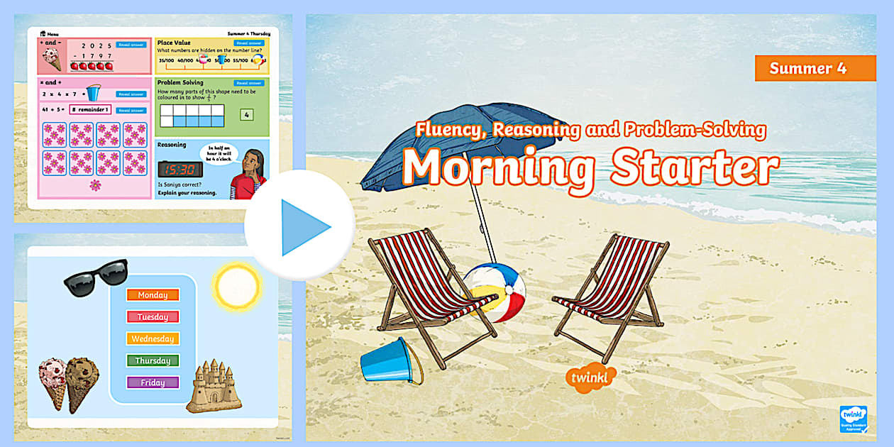 Year 4 Maths Summer Morning Starter PowerPoint 4 - Twinkl
