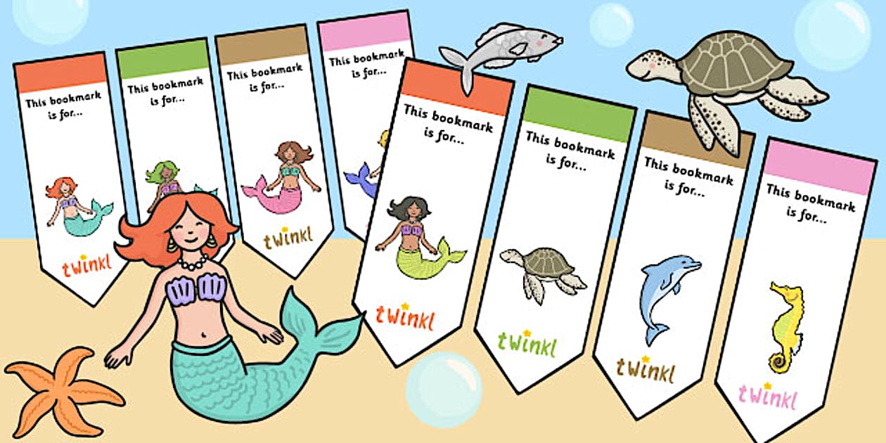 Mermaid Themed Editable Bookmarks (teacher made) - Twinkl