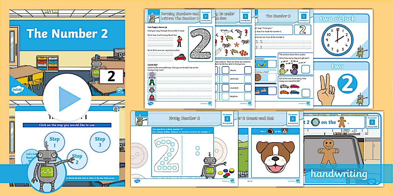 Twinkl Handwriting: Number Formation - The Number 2 Activity Pack