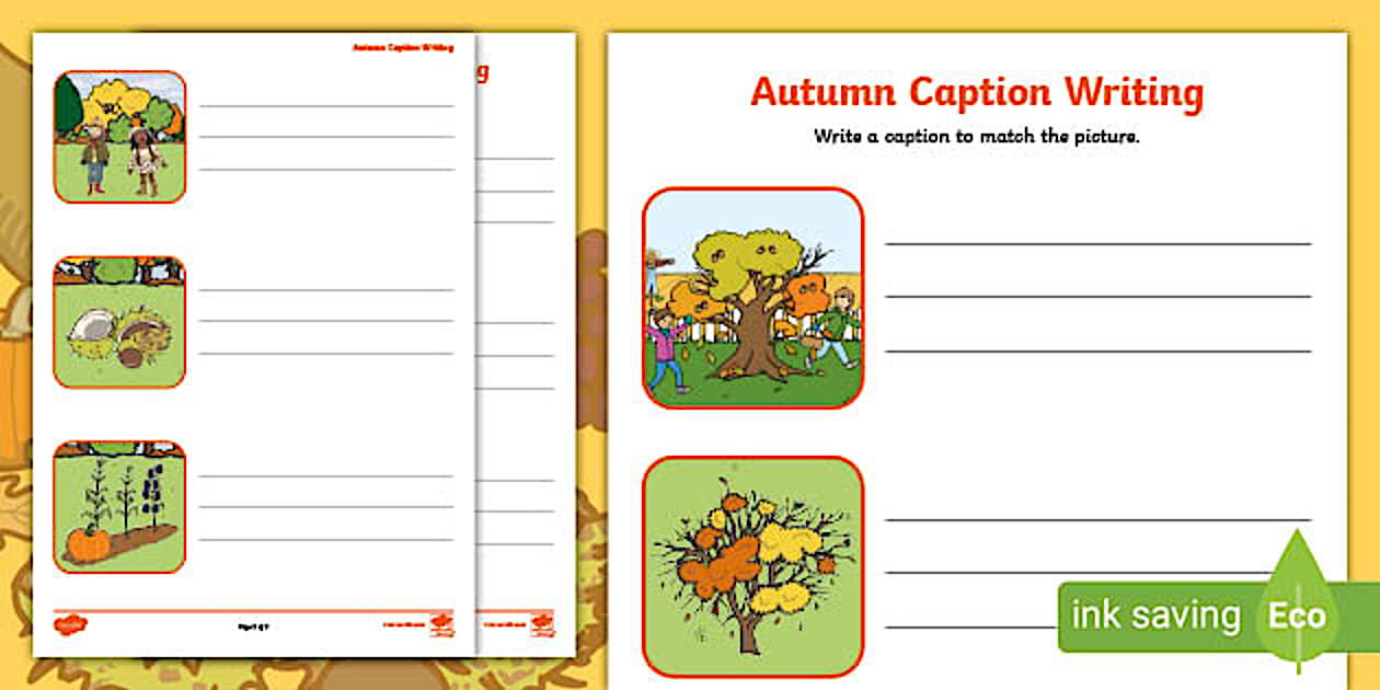 Autumn Caption Writing Activity (teacher made) - Twinkl