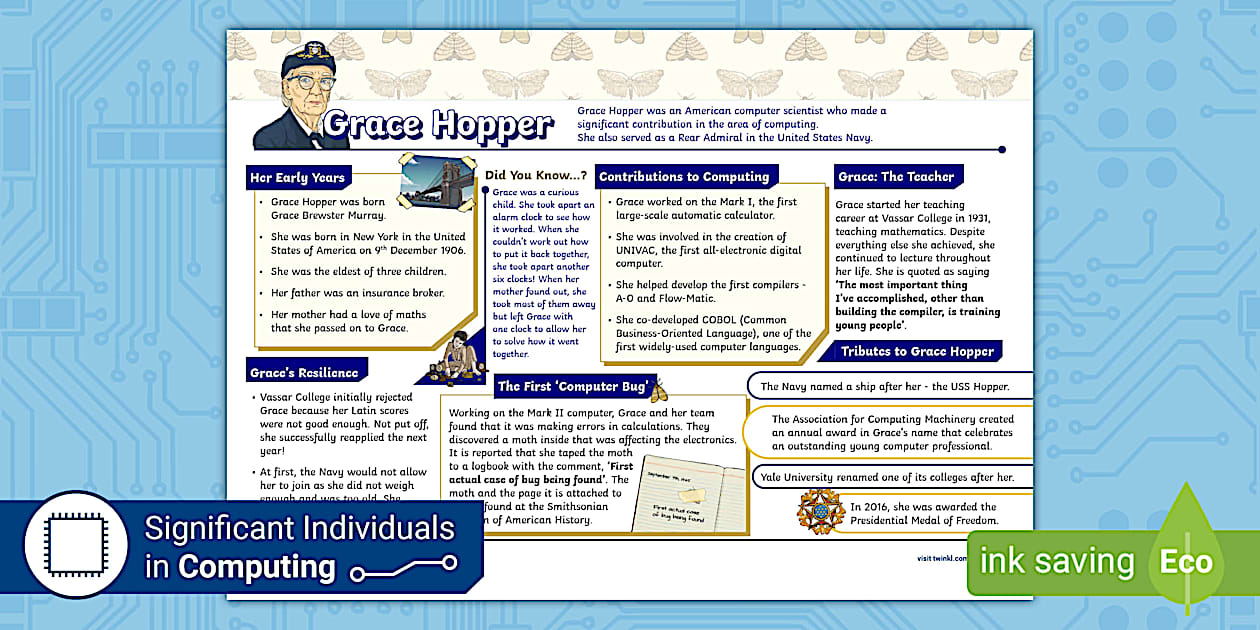 KS2 Grace Hopper: Fact File - Twinkl UK - Computing - Twinkl