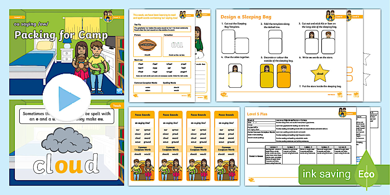 'ou' saying /ow/ Lesson Pack - Level 5 Week 8 Lesson 1 Activity Pack