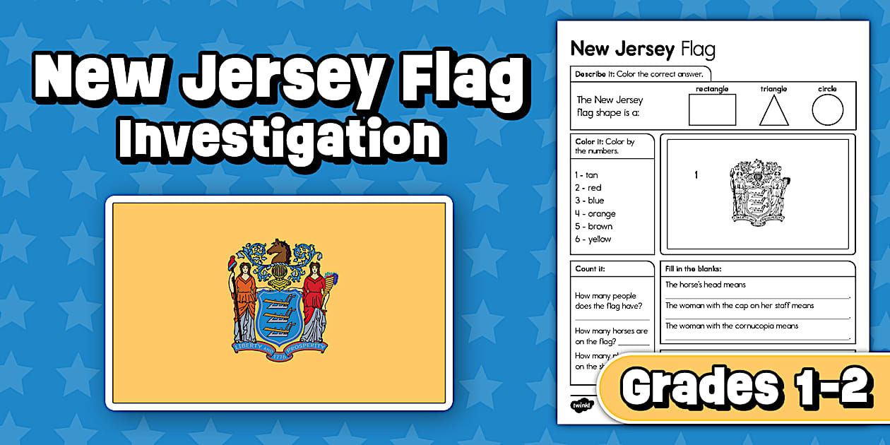 New Jersey Flag Investigation Worksheet for 1st-2nd Grade