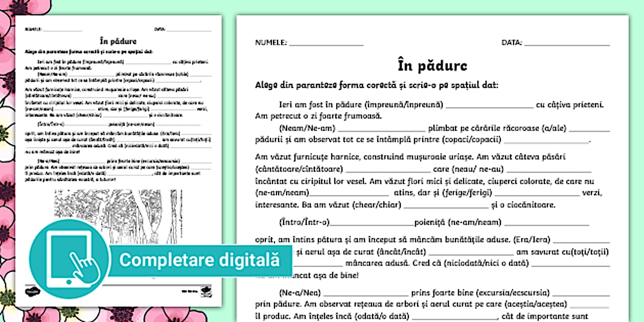 În pădure Scriem corect - Twinkl