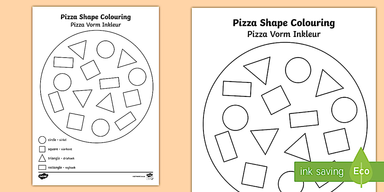 Grade R Maths - 2D Shapes: Pizza Shapes English/Afrikaans