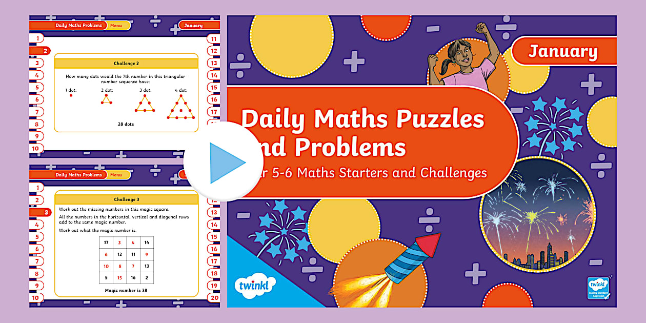 January Year 5/6 Maths Puzzle and Problem Starters - Twinkl