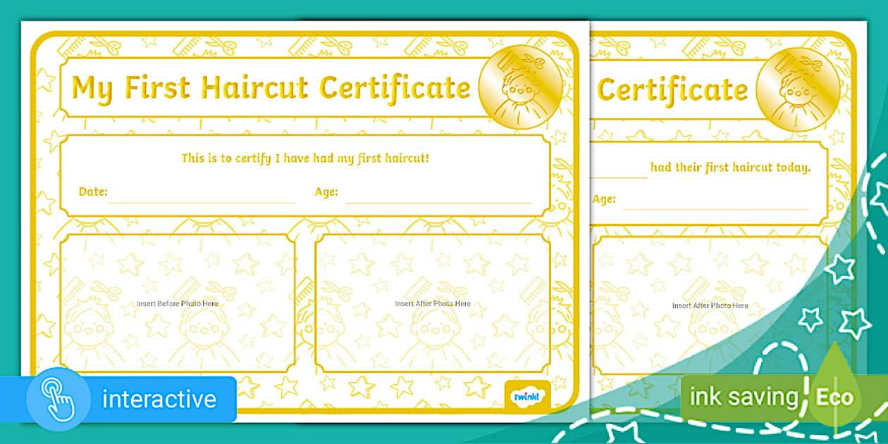 My First Haircut Certificate (teacher made) - Twinkl