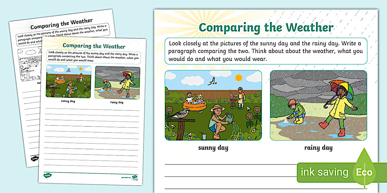 Comparing the Weather Worksheet (teacher made) - Twinkl