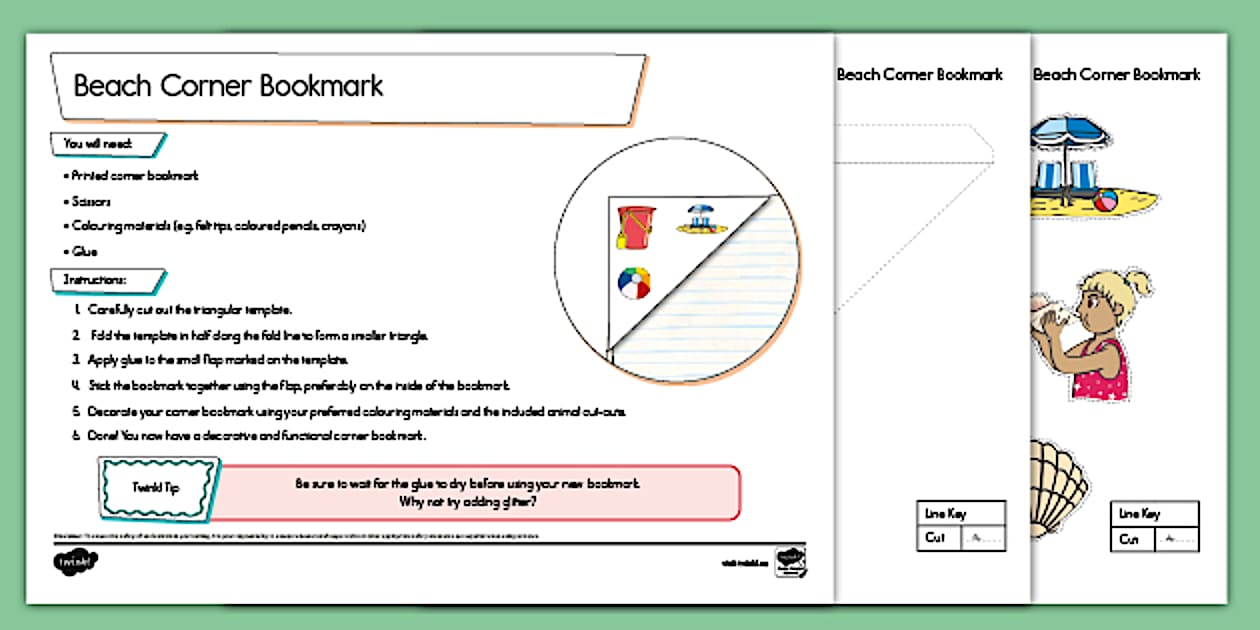 Beach Corner Bookmark - Twinkl Visual Arts - Twinkl