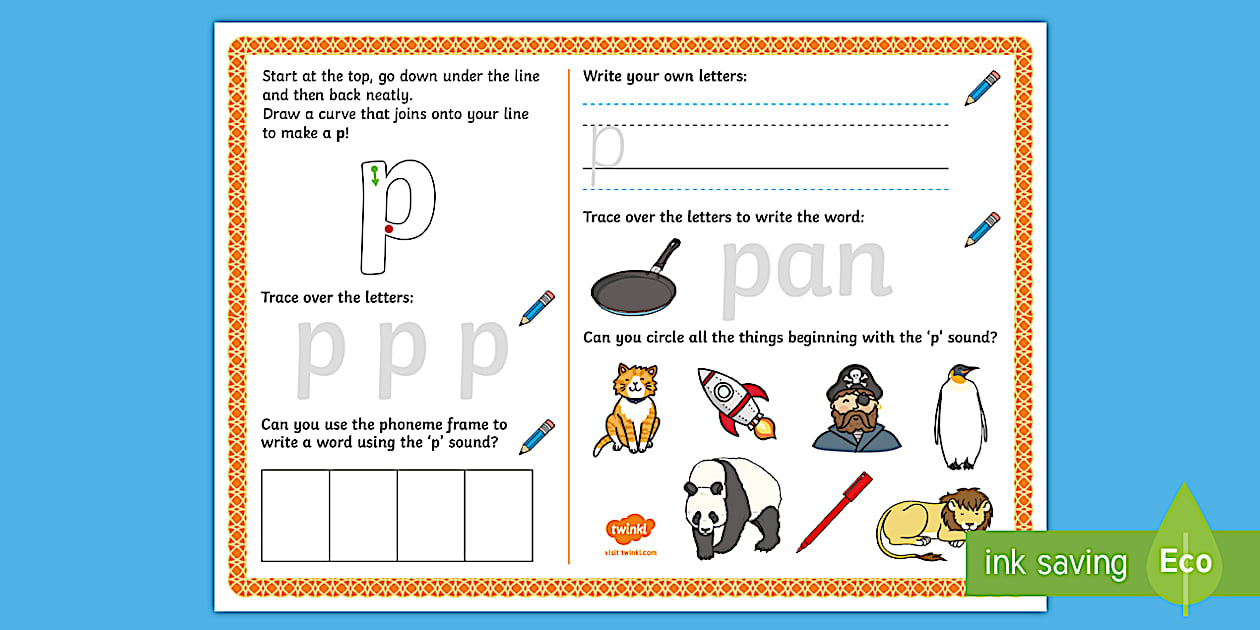 UAE EY 'p' Sound Activity Mat - Twinkl