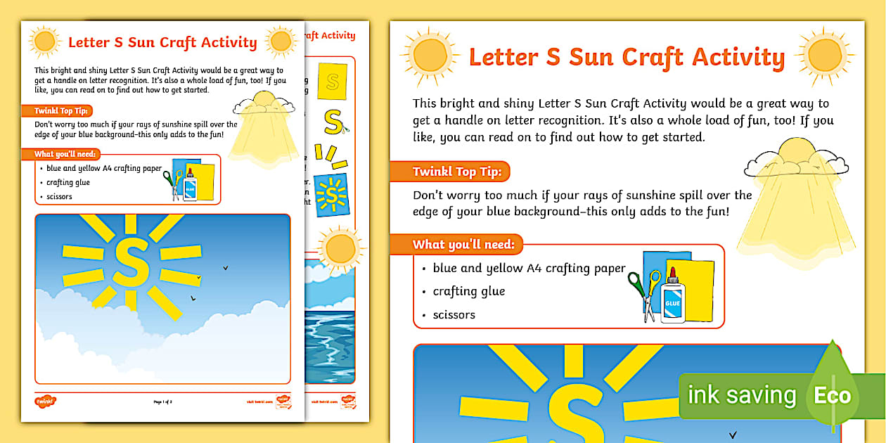 Letter S Sun Craft Activity | Twinkl Crafts | Alphabet | KS1