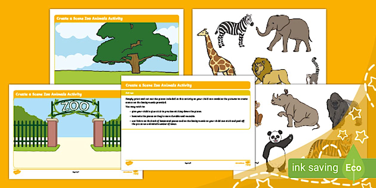 Create a Scene Zoo Animals Activity (teacher made) - Twinkl