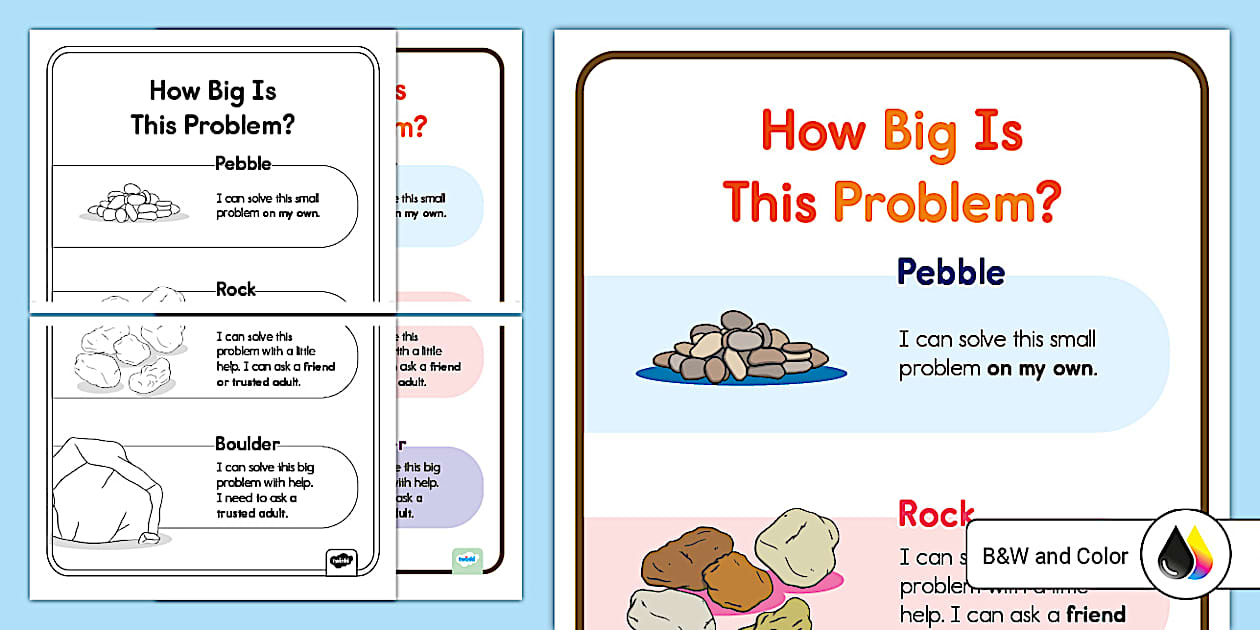 Pebble, Rock, Boulder Problem-Solving Poster (teacher made)