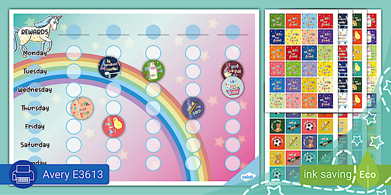 Unicorn Themed Reward Chart and Stickers (teacher made)