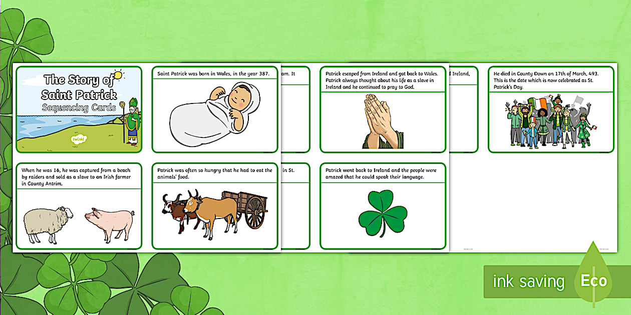 Editable Saint Patrick Story Sequencing Cards - Twinkl