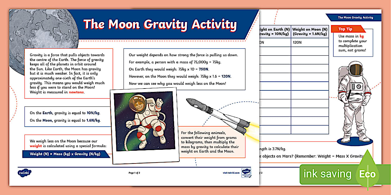 The Moon Gravity Activity (teacher made) - Twinkl