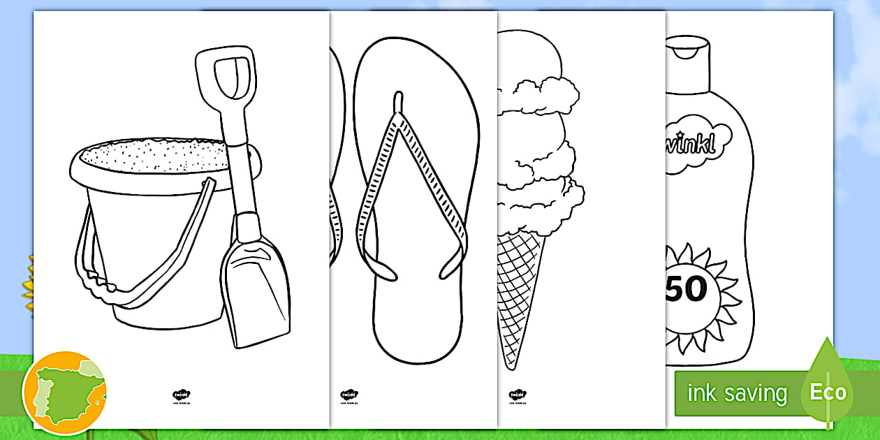 Ficha de actividad: Dibujos de verano para colorear - Twinkl
