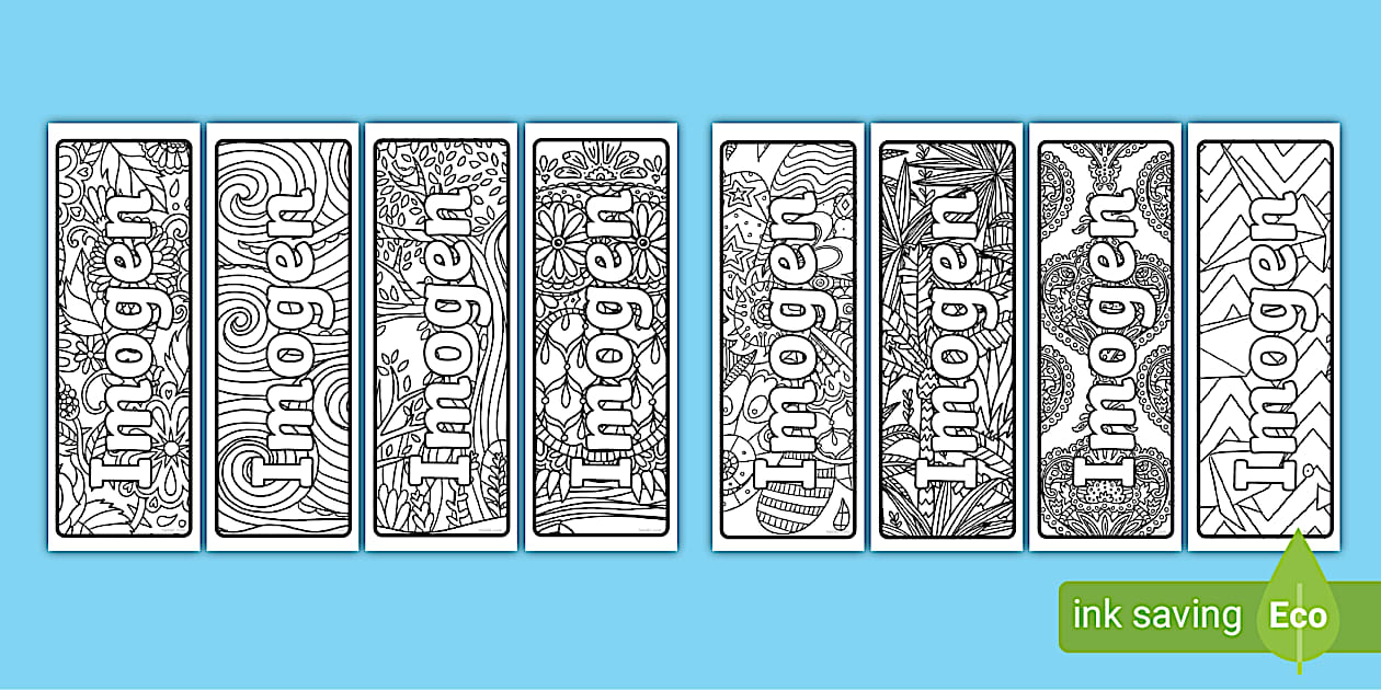 Imogen Mindfulness Name Colouring Bookmarks (teacher made)