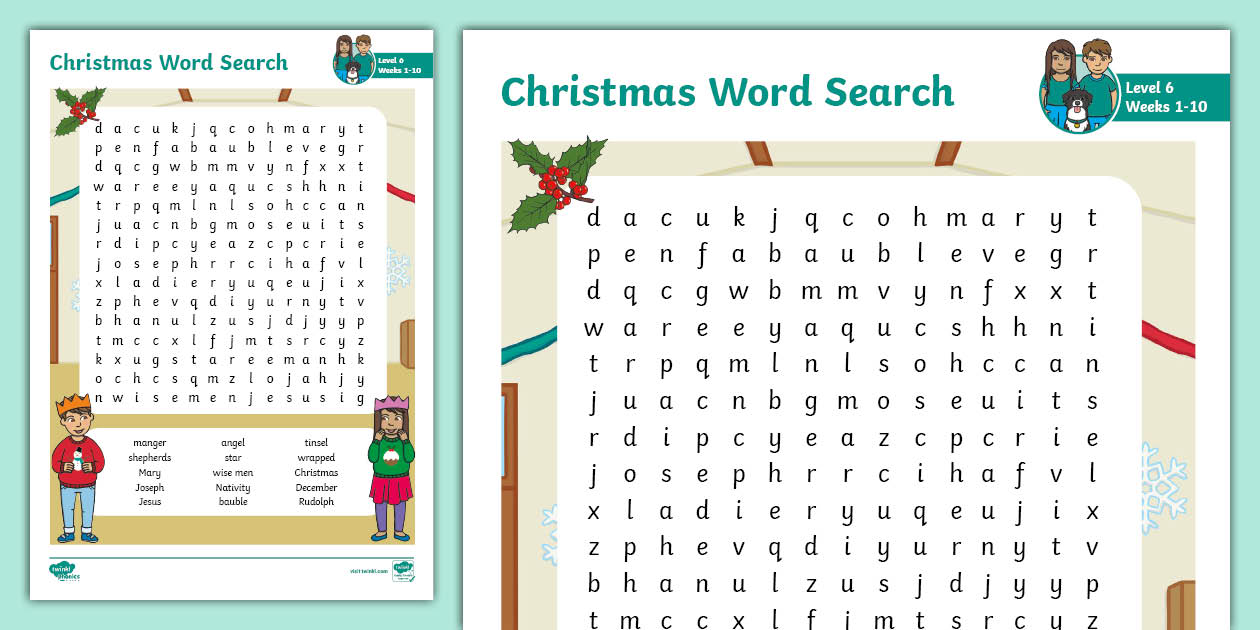 Level 6 Christmas Word Search (teacher made) - Twinkl