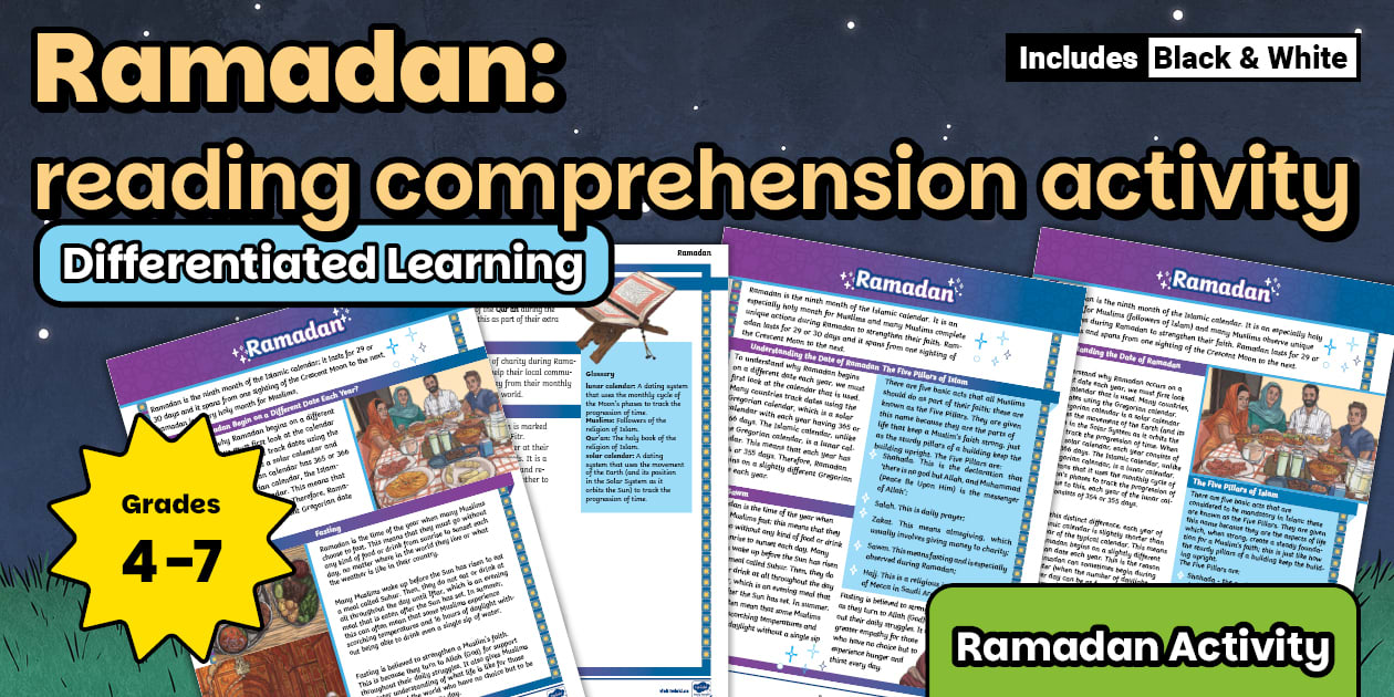 Ramadan Differentiated Reading Comprehension Activity